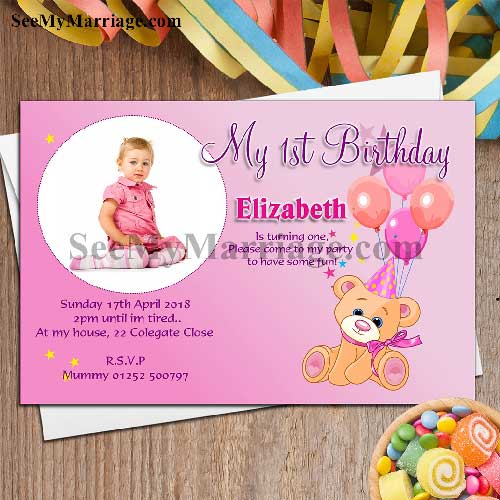 1st Birthday Invitation Card