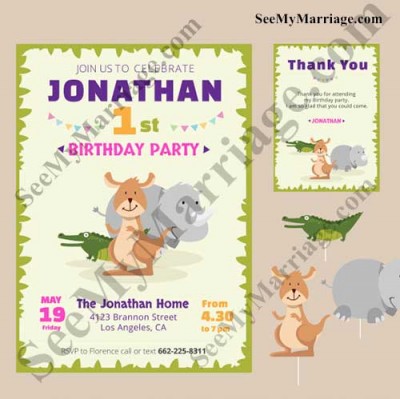 Cute Animal Theme Birthday Invite Card – SeeMyMarriage