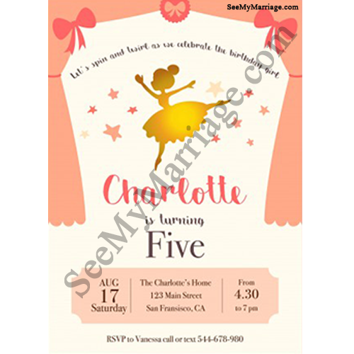 Dancing Little Fairy – Pricess Fairy Tale Theme Birthday Invite Card ...