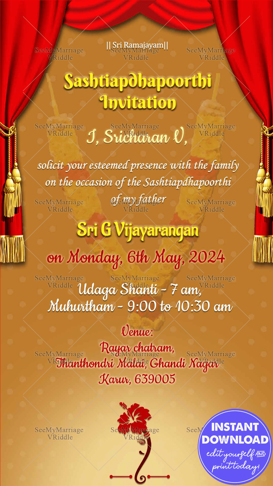 Red Theme Traditional Retirement Invitation Card With Ganesha Picture ...
