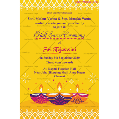 Ritushuddhi Indian Traditional Hindu Half Saree Ceremony Invitation ...