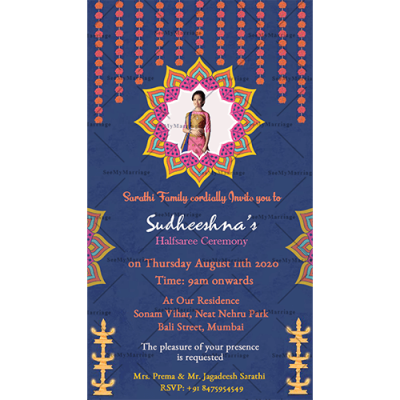 Pavadai Dhavani South Indian Traditional Blue Theme Telugu Style Half ...