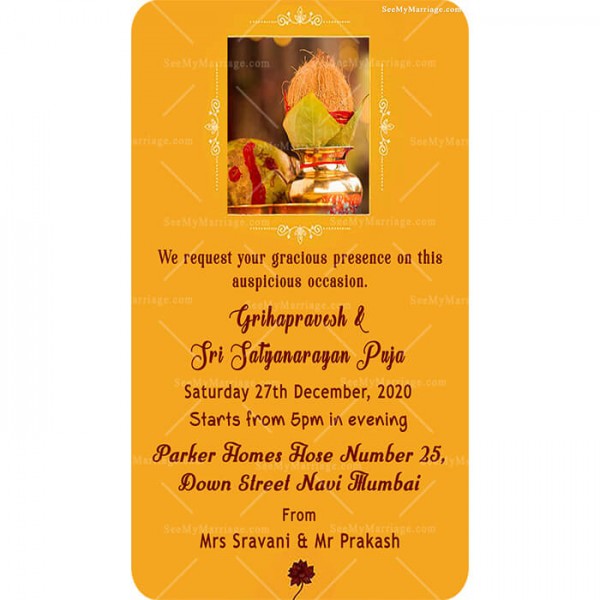 Traditional Theme Housewarming Invitation Card – SeeMyMarriage