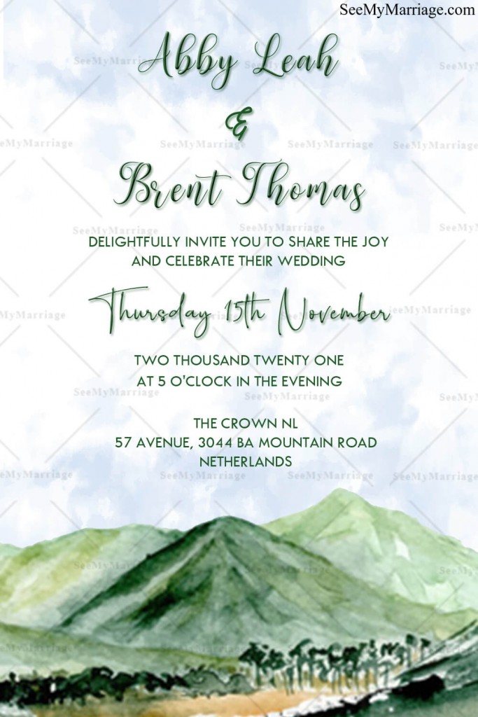 Canadian Wedding Card – Watercolor Mountains, Calgary, Canmore And ...