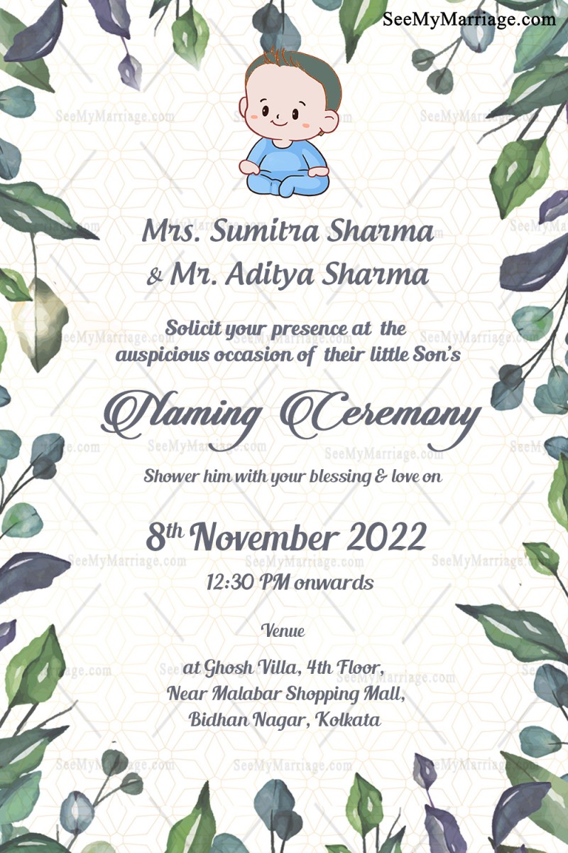 Colorful Floral Naming Ceremony Invitation Card – SeeMyMarriage