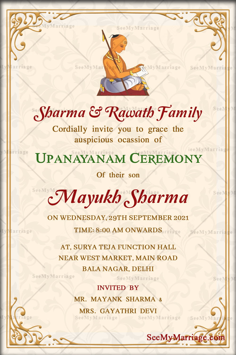 Upanayanam Invitation Card Background Hd - Infoupdate.org