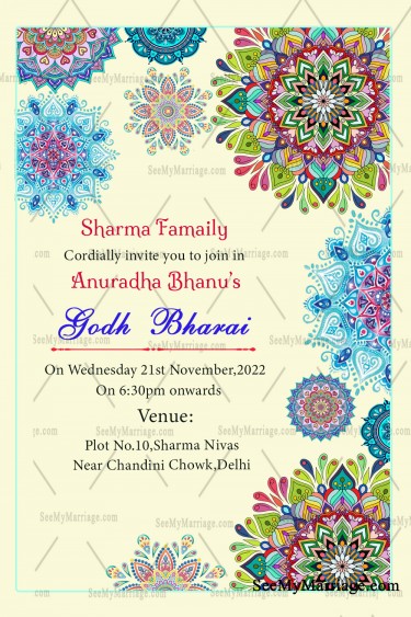 Elegant Floral Godh Bharai Invitation Ecard | ID: ec_11571 – SeeMyMarriage