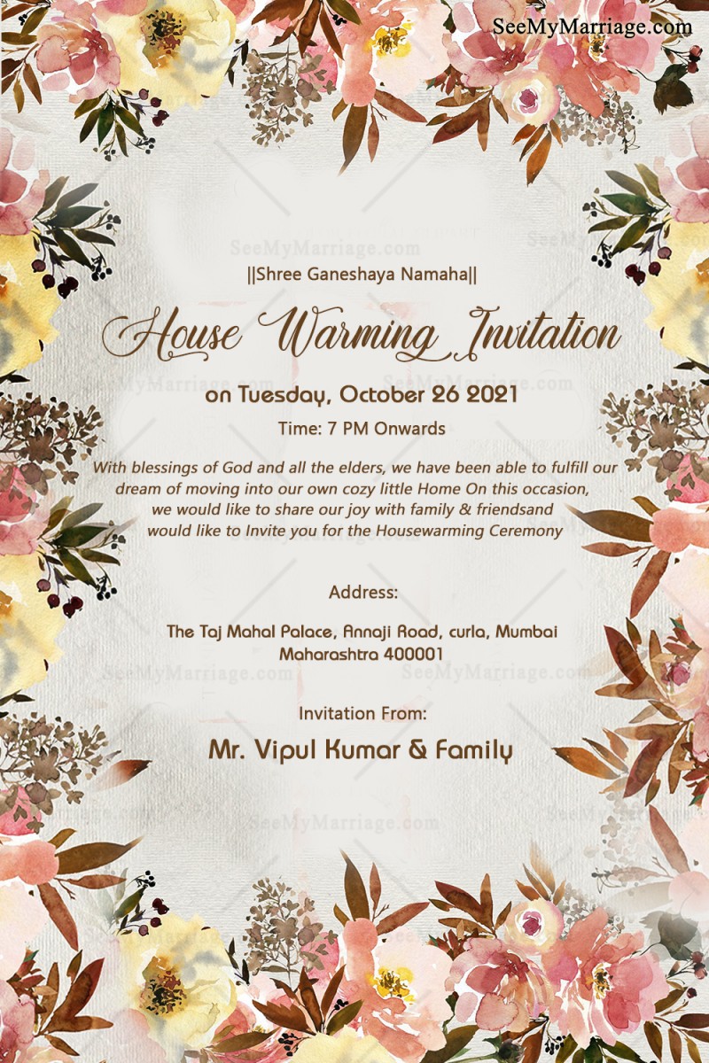 New Homecoming Housewarming Invitation Card – SeeMyMarriage