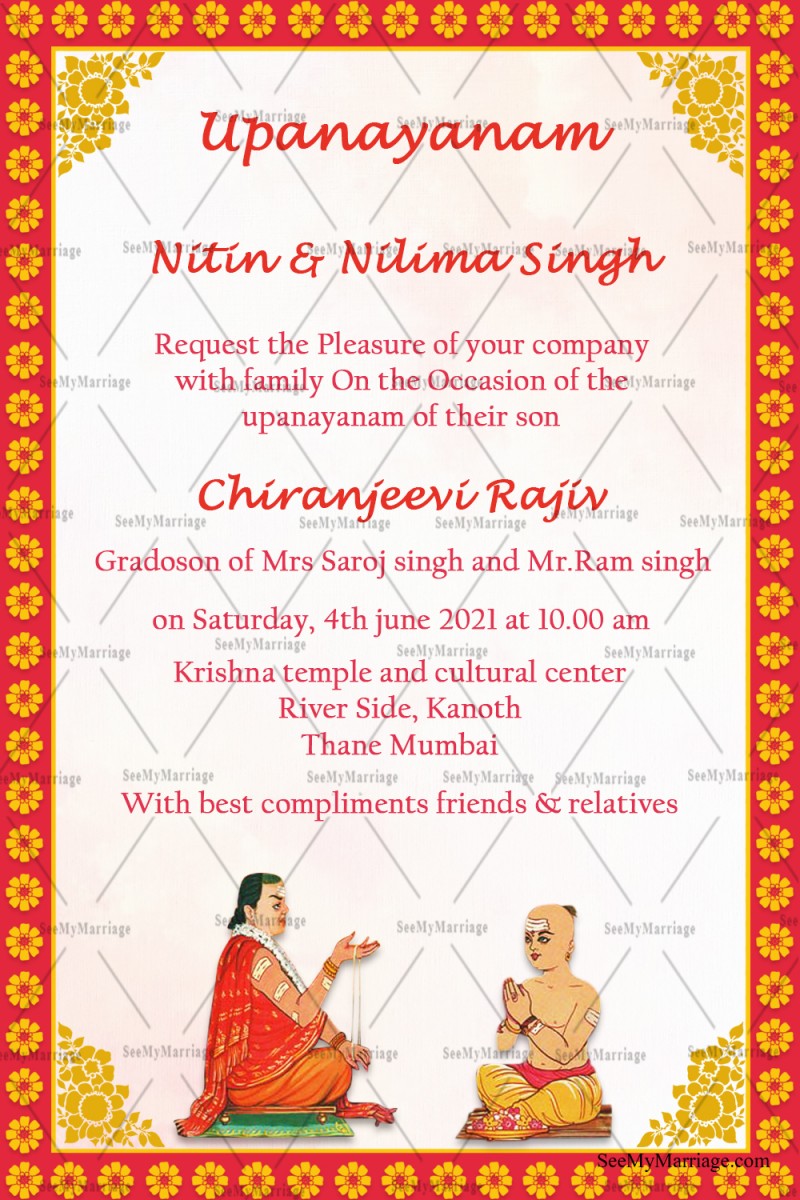 Nice Traditional Upanayanam Card – SeeMyMarriage