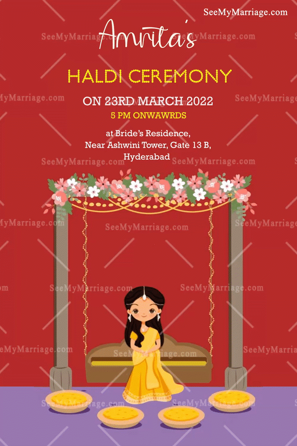 A Cute Haldi Ceremony Animated Gif Invitation | ID: 11874 – SeeMyMarriage