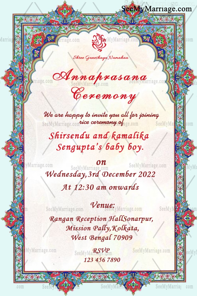 Simple Floral Flowers Annaprashan Invitation Card – SeeMyMarriage