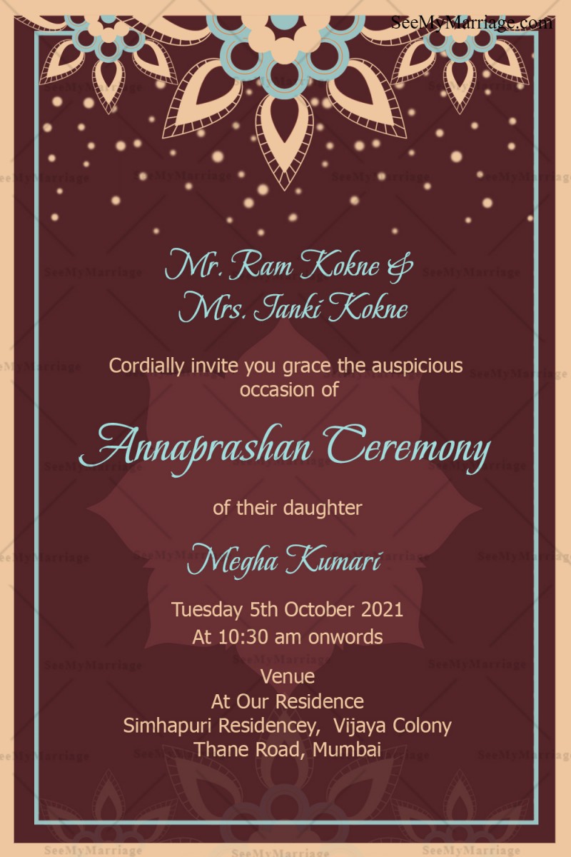 Elegant Mandala With Maroon Theme Annaprasana Ceremony Invitation Card ...
