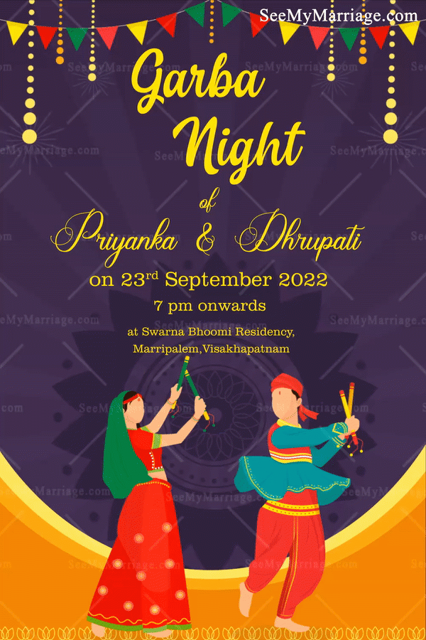 Raas Garba Wedding Sangeet Invitation Animated Gif | ID: 1880893 ...