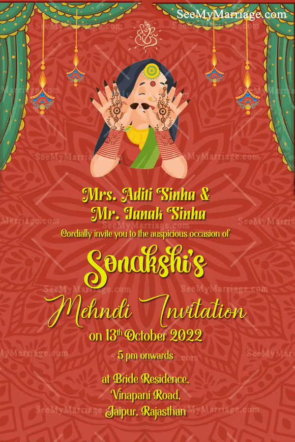 Traditional Animated Cartoon Mehndi Invitation Gif | ID: 11881 ...