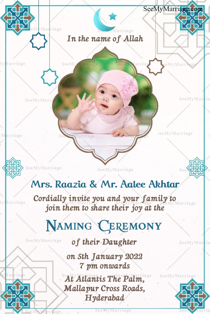 Aqiqah Invitations – Designs for Muslim New Born Aqeeqa, Aqeeqah ...