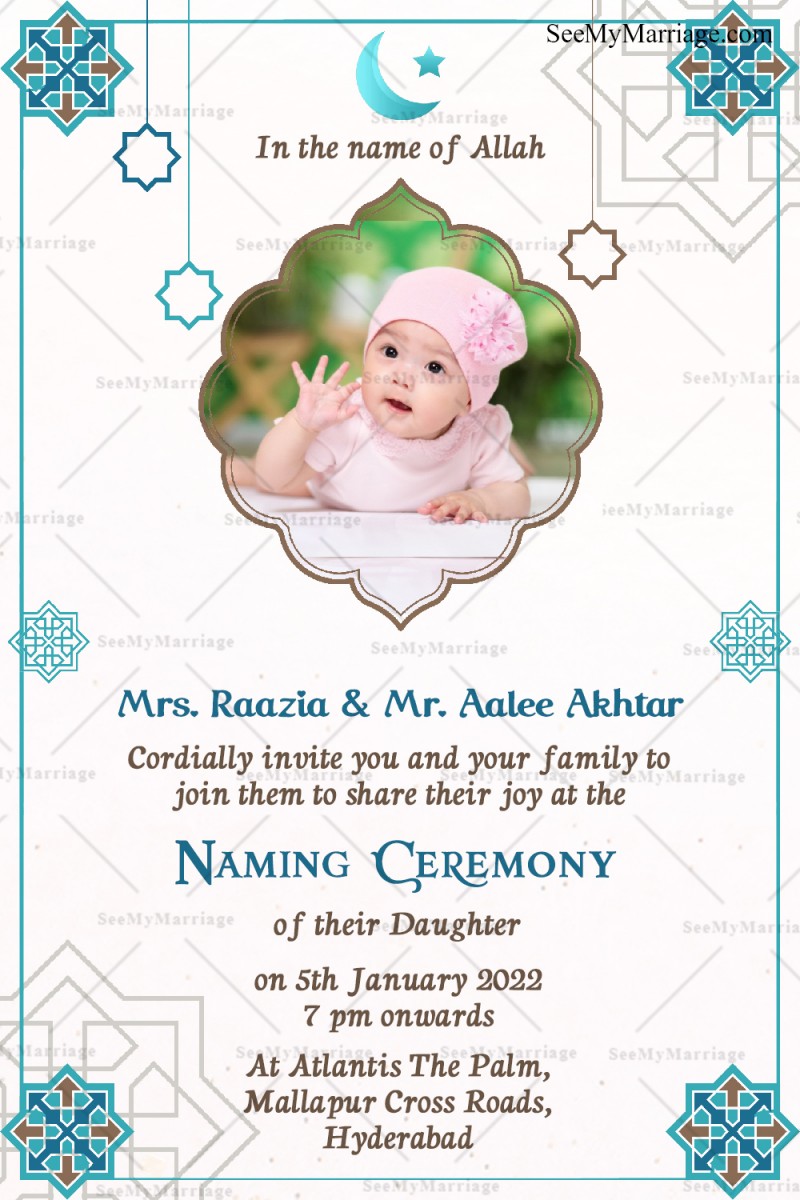 Aqiqah Invitations – Designs for Muslim New Born Aqeeqa, Aqeeqah ...