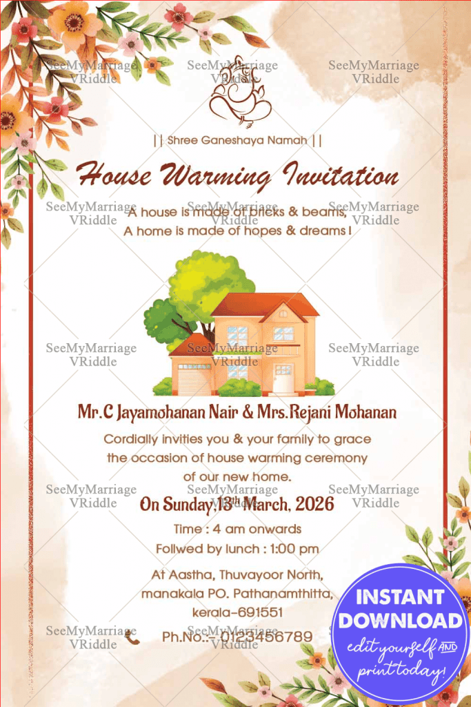 Telugu Housewarming Party Invitations Cards and Videos | Griha Pravesh ...