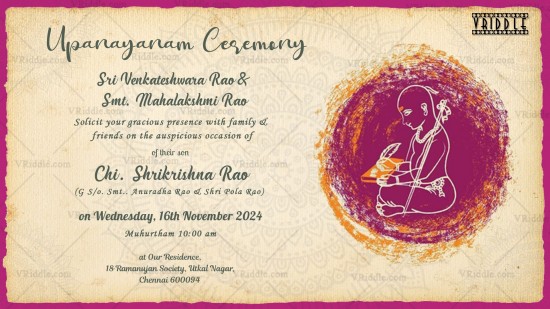 An Elegant And Austere Invitation Card For A Traditional Upanayanam ...
