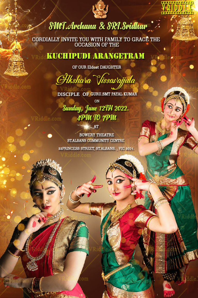 Create Arangetram Invitations Cards, Videos | Create Arangetram ...