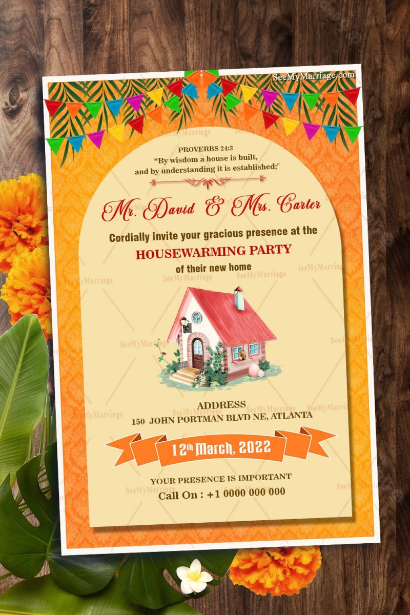 Christian Housewarming Invitation Card With Cottage Clip Art ...