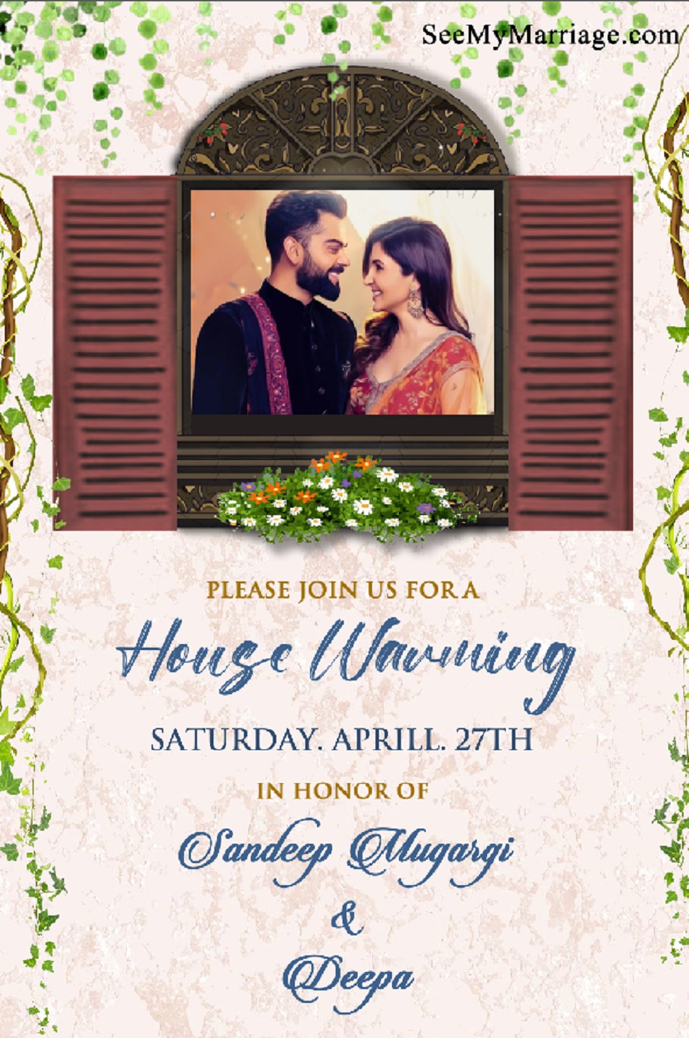 Home Theme Housewarming Invitation Video with couple caricature ...