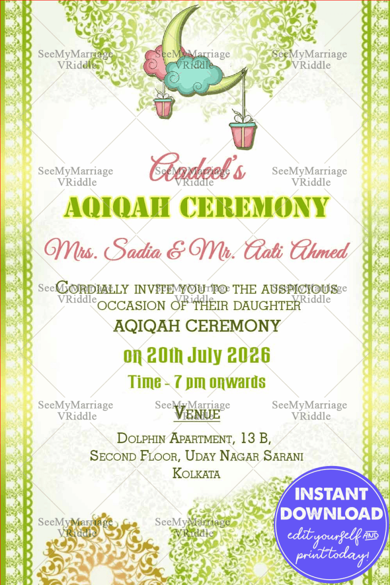 Aqiqah Invitations – Designs for Muslim New Born Aqeeqa, Aqeeqah ...
