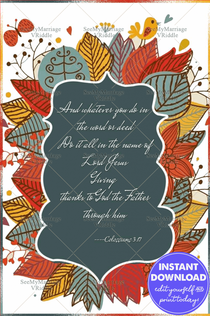 Fall Theme Thanksgiving Greeting Card Colourful Leaves – SeeMyMarriage