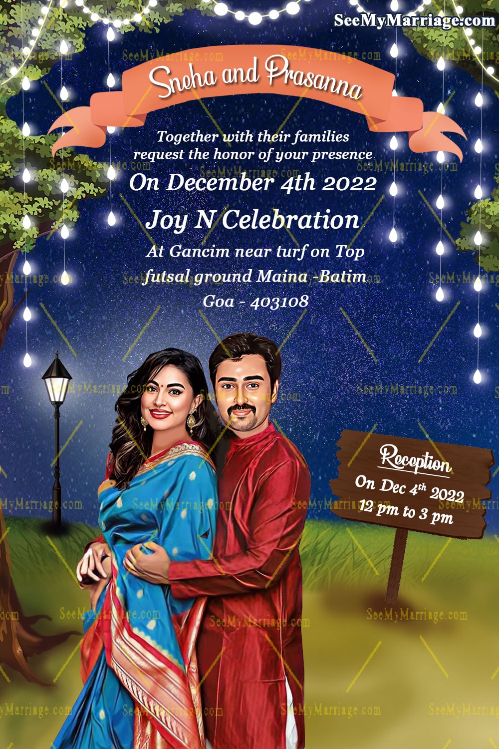 Blue Theme Wedding Invitation Card Couple Photo – SeeMyMarriage