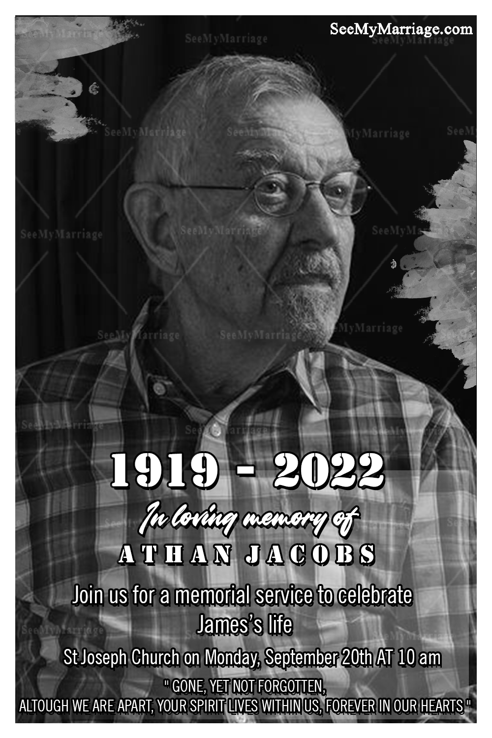 Monochromatic Obituary | Memorial Invitation Card – SeeMyMarriage