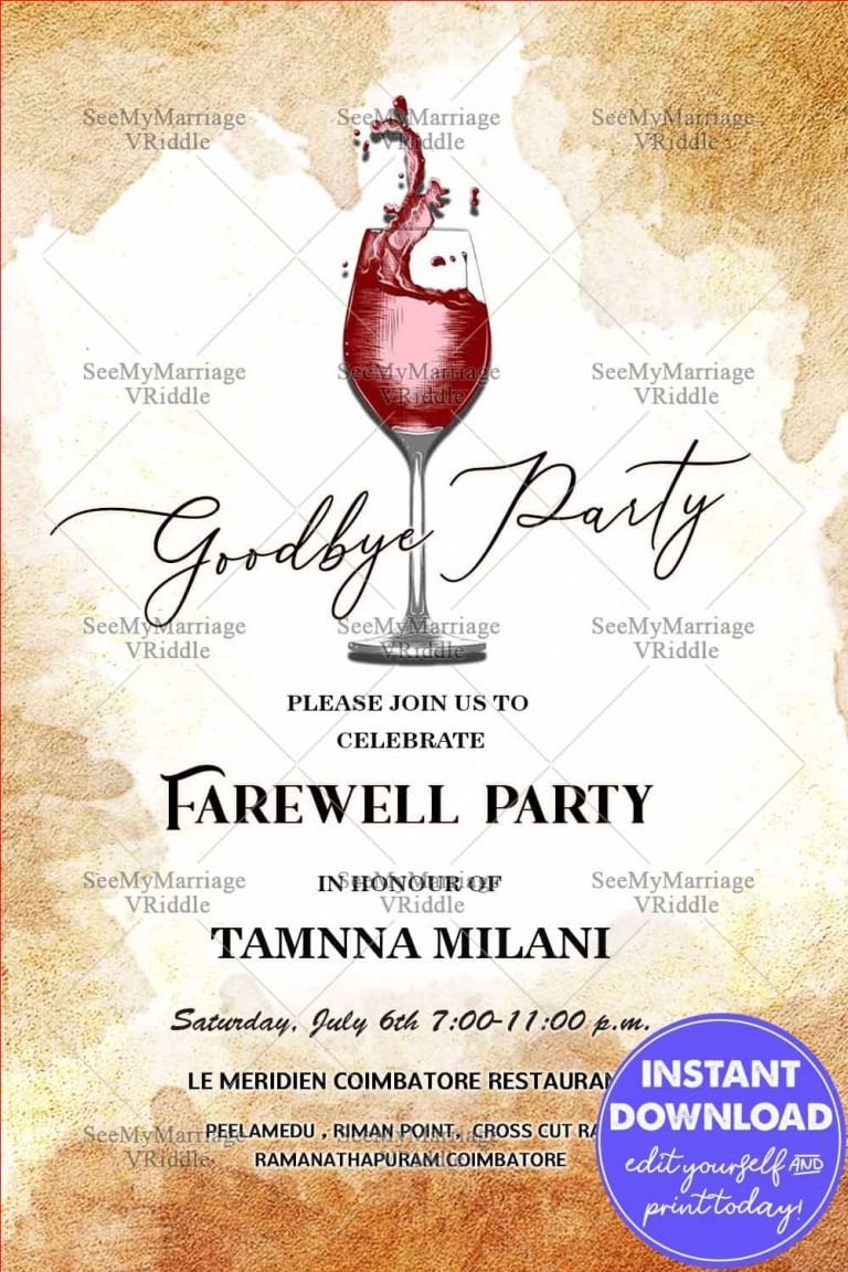 Goodbye Party Invitation Card Cocktail Dinner Red Wine – SeeMyMarriage