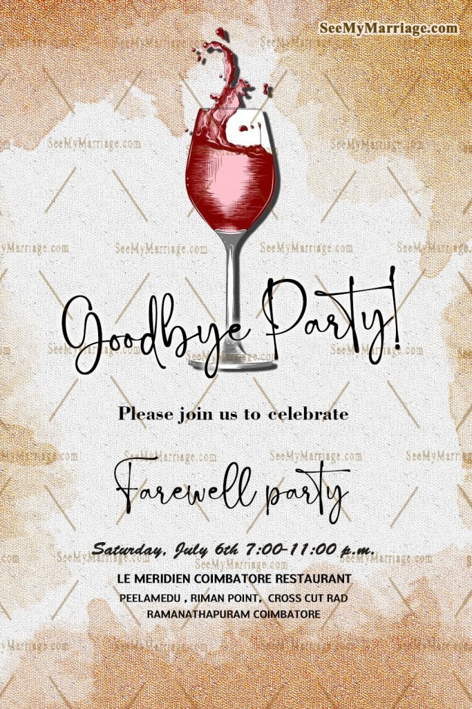Goodbye Party Invitation Card Cocktail Dinner Red Wine – SeeMyMarriage