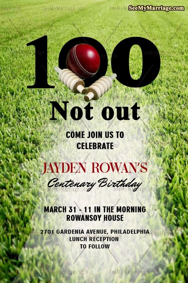 It’s A Ton Centenary Birthday Invitation Sports Theme – SeeMyMarriage