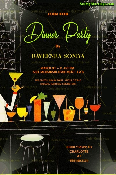 Jazzy cocktail Dinner Party Invitation Full Bar – SeeMyMarriage