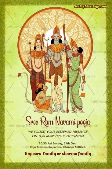 Green Ram Navami Pooja Invitation Card – SeeMyMarriage