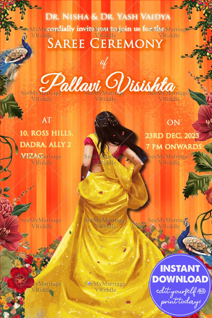 Half Saree Ceremony, Langa Voni, Saree Function Ceremony Invitations ...