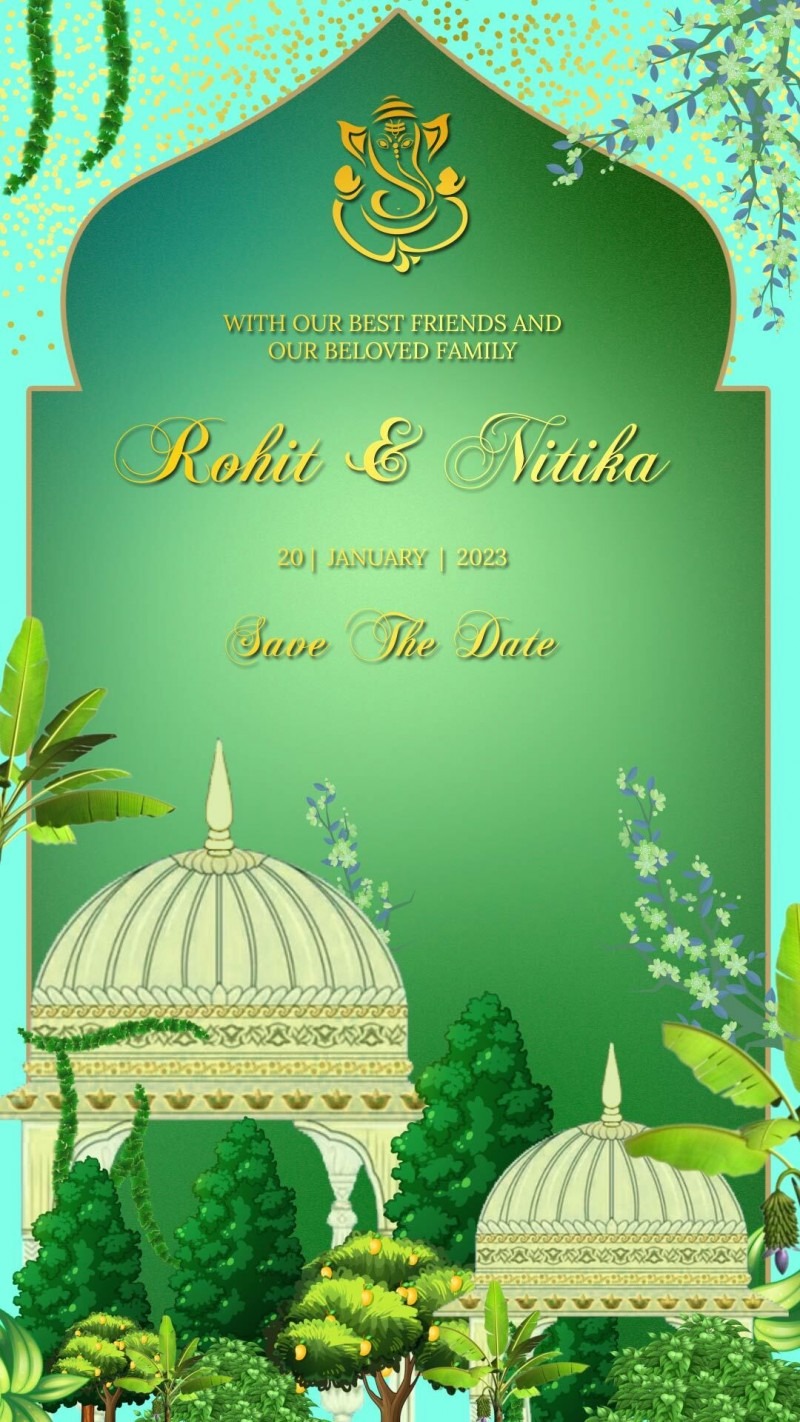 Unique Palace Wedding Invitation Video Grand Green Theme – SeeMyMarriage