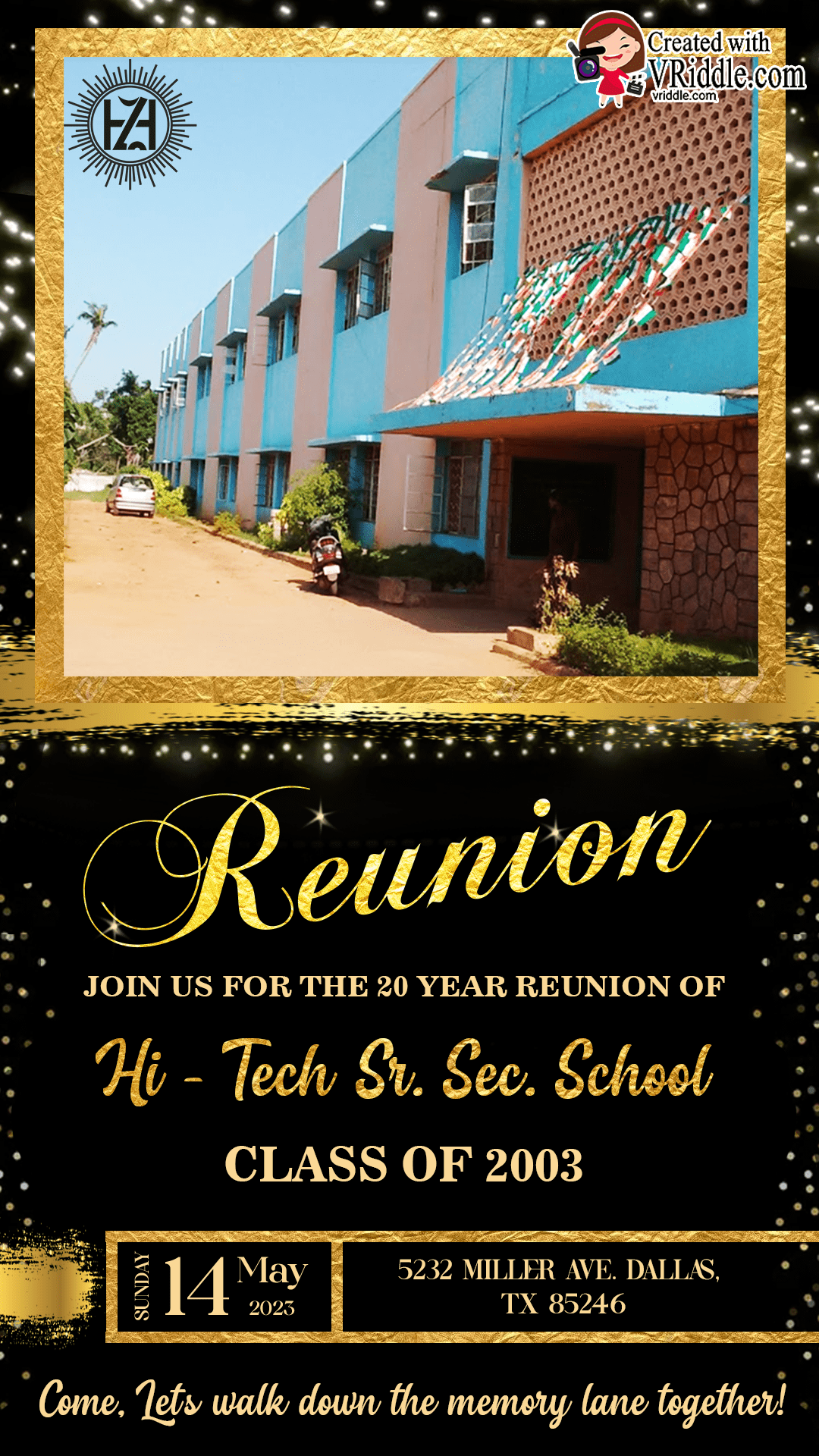 Formal School Reunion Invitation Card Black Gold Add Photo – SeeMyMarriage