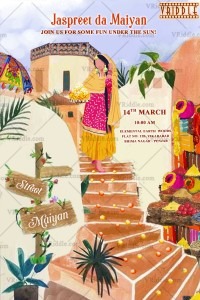 Traditional Maiyan Ceremony Invitation Card Punjabi Pind – SeeMyMarriage