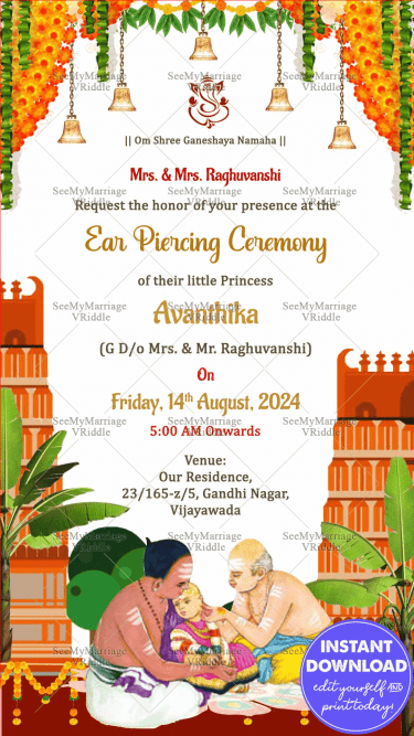 Temple Theme Ear Piercing Ceremony Illustrated Traditions – SeeMyMarriage