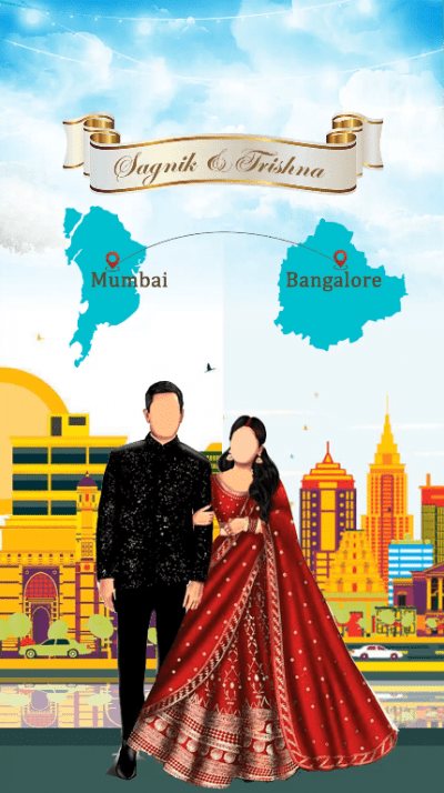 Two States Theme Wedding Invitation Video Love Modern Illustrations ...