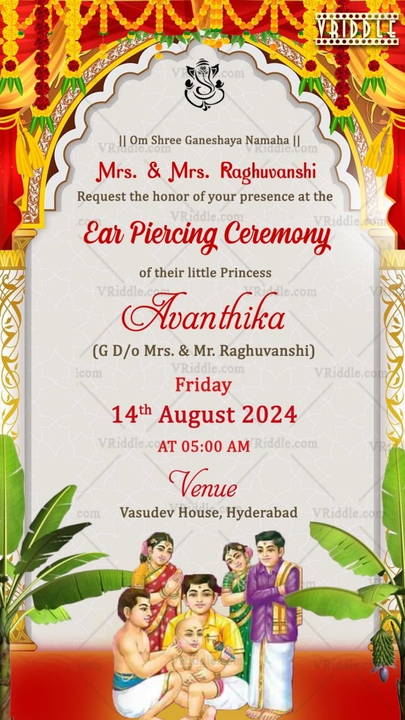 Ear Piercing Cereony Invitation Cards and Videos | Kadhani Vizha ...