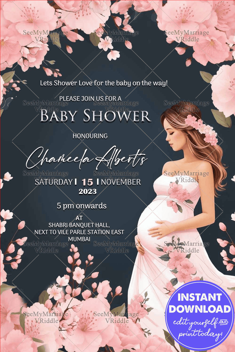 Blooming Mom Cherry blossom Baby Shower Invitation – SeeMyMarriage