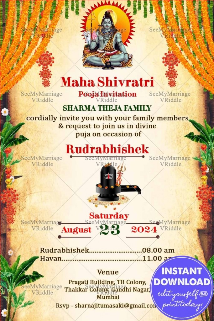 Maha Shivratri Invitations for Shiv Vivah, Rudrabhishek and Divine Pooja – SeeMyMarriage