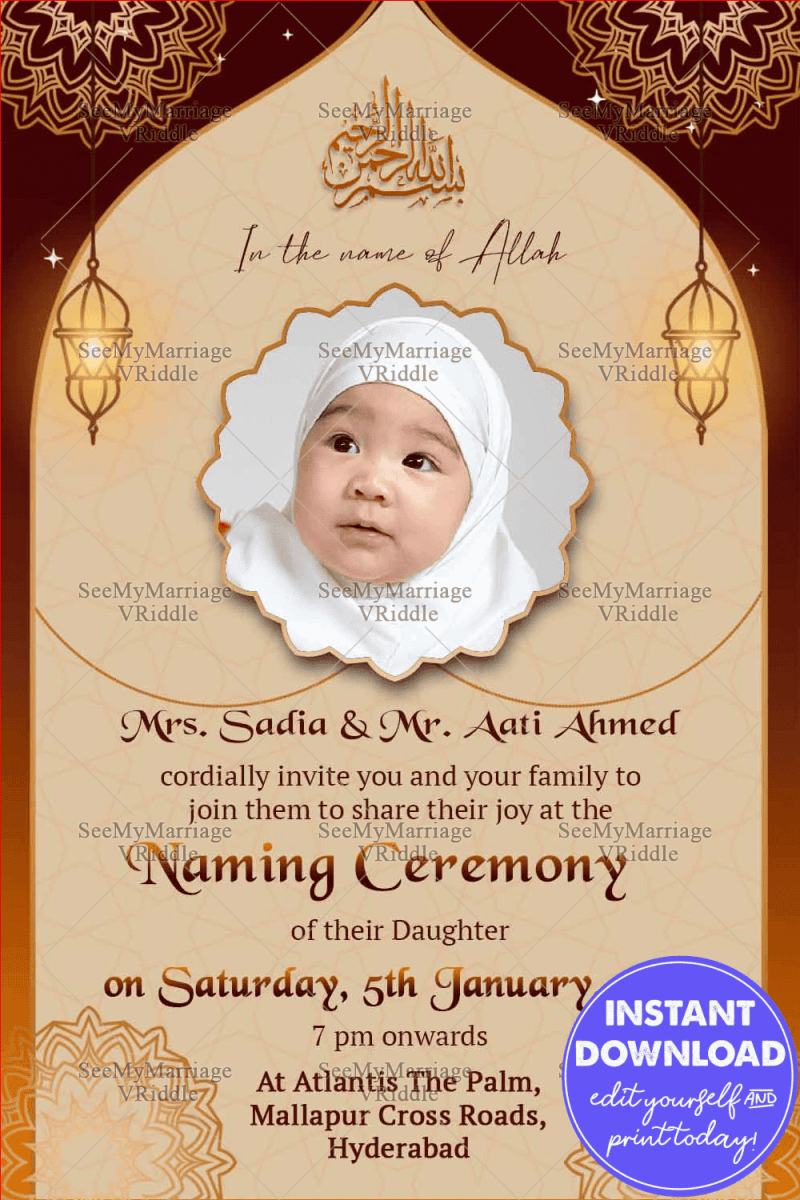 Aqiqah Invitations – Designs for Muslim New Born Aqeeqa, Aqeeqah ...