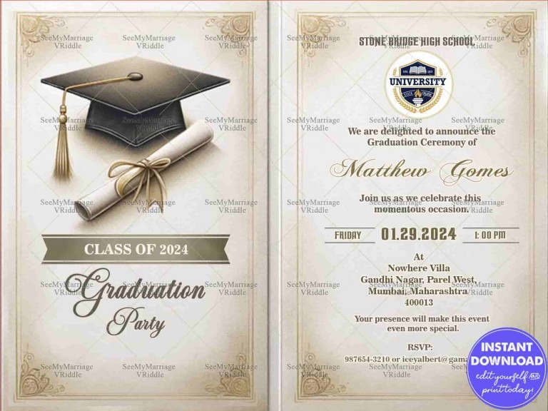 Celebrate Graduation Ceremony Invitation with White Theme Background ...