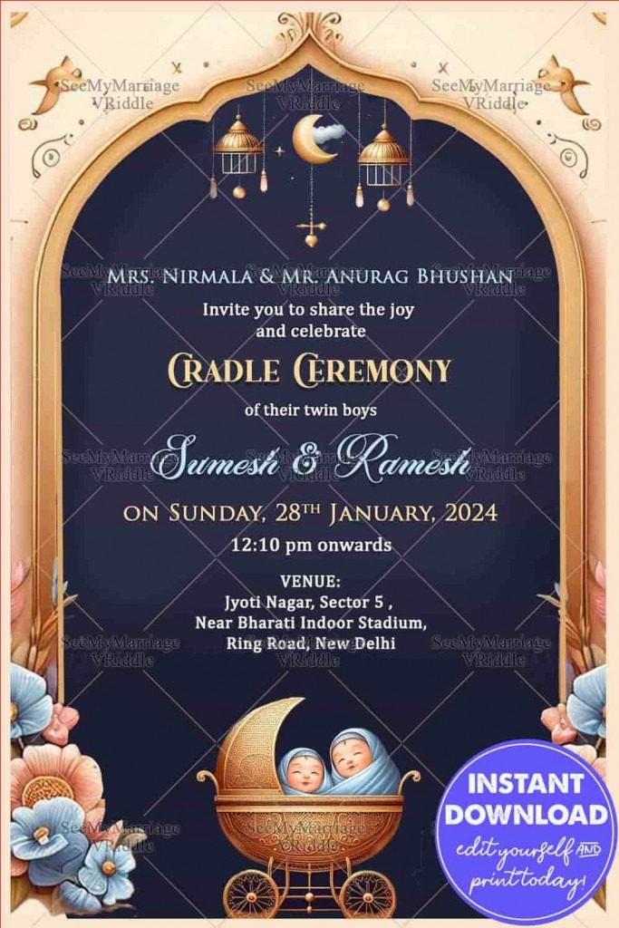 Make Naming Ceremony, Namakaran Samskar, Cradle Ceremony Invitations ...