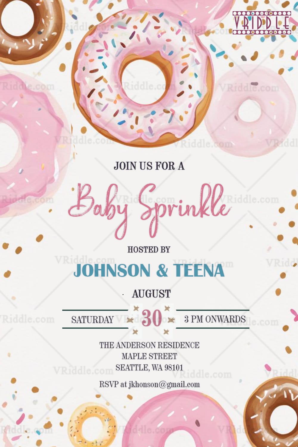 Playful Donut-Themed Baby Sprinkle Invitation with Pink Color ...