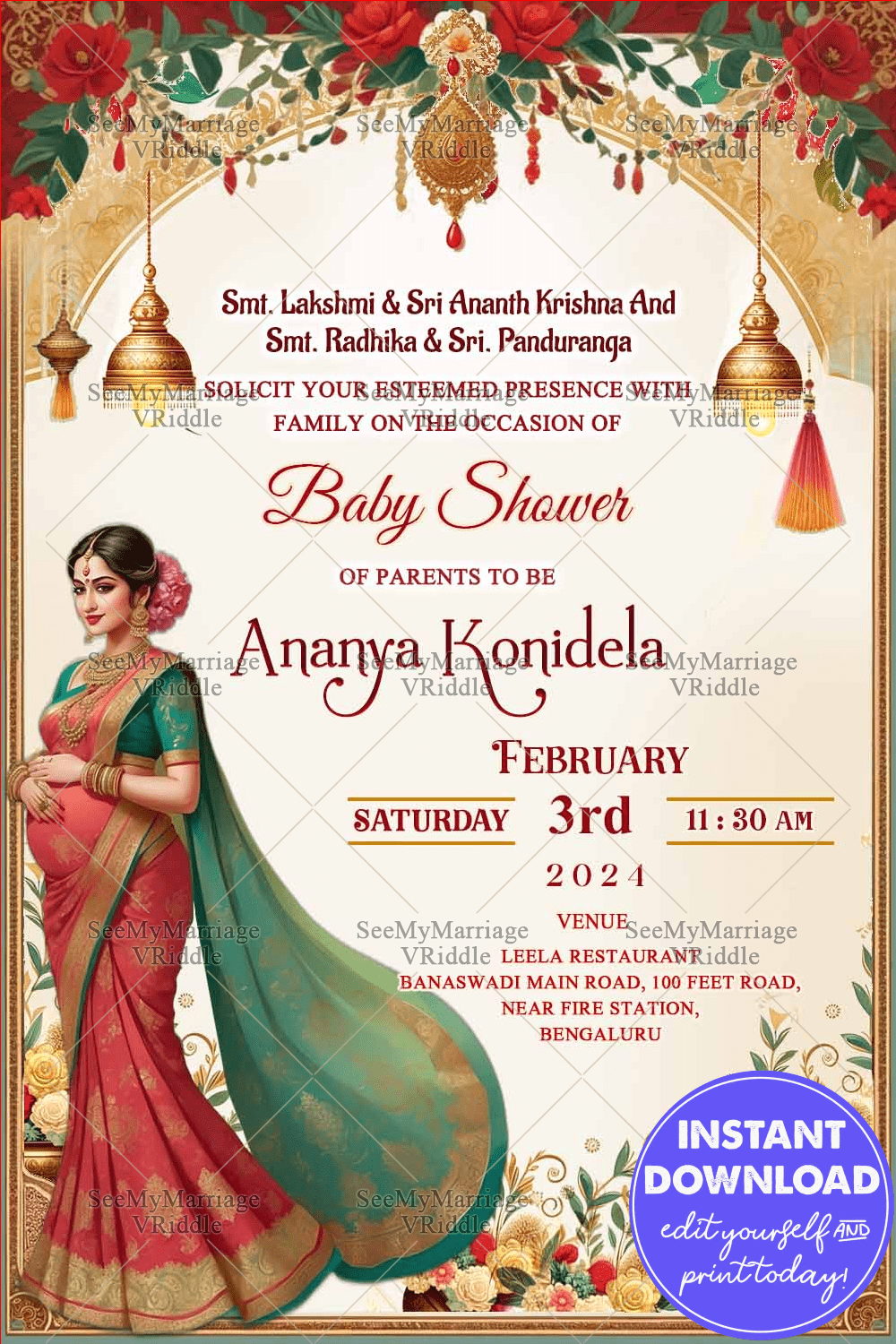 Traditional Aesthetic Baby Shower Invitation with Vibrant Colors and ...