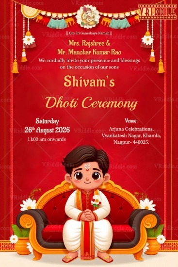 Vibrant Dhoti Ceremony Invitation, A Celebration of Tradition and Joy ...