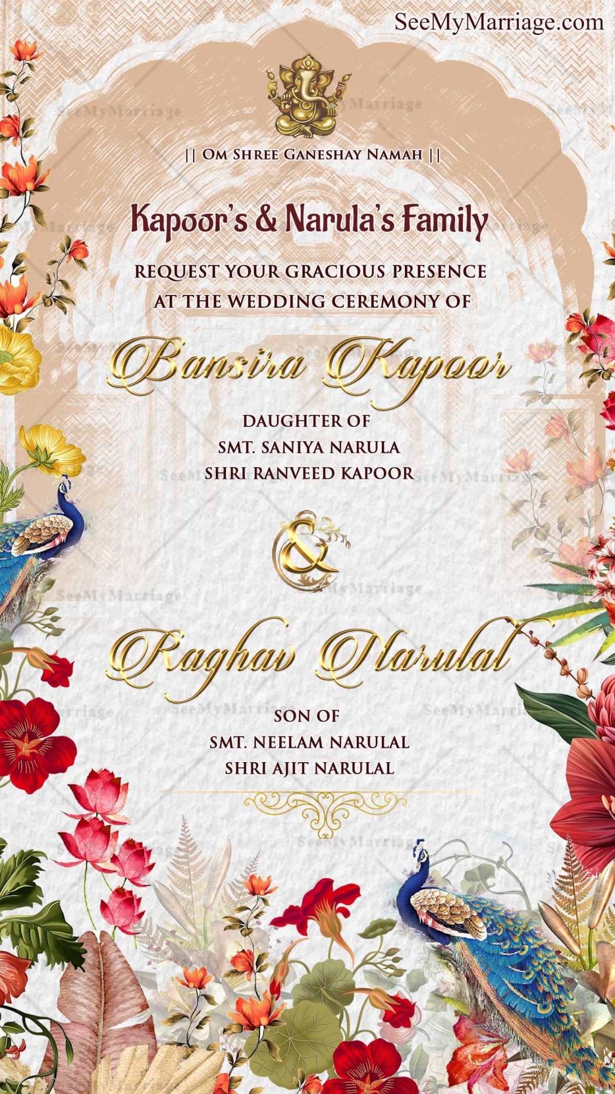 Vibrant Floral Themed Hindu Wedding Invitation suite with Haldi Kootna ...